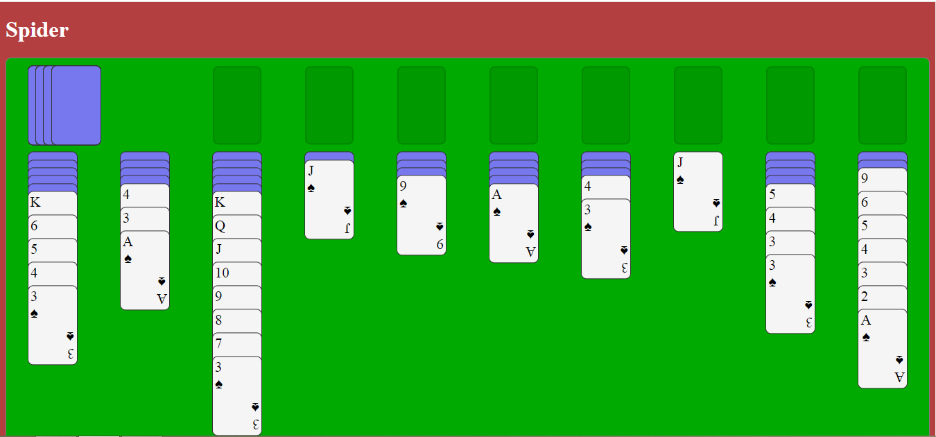 Simple Spider Card Game in JavaScript Free Source Code | SourceCodester